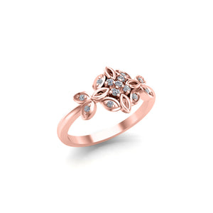 RKC Moissanite Flower Shaped Women's Ring 14K Rose Gold Plated 925 Ste